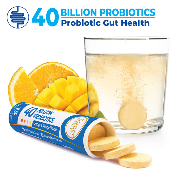 40 Billion Probiotics Orange & Mango Effervescent 15 Tablets – Coco Health
